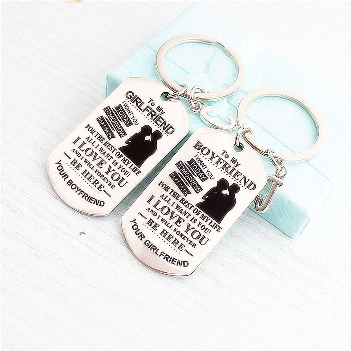 Boyfriend Keychain Gift: Personalized Initial, Anniversary Jewelry ...
