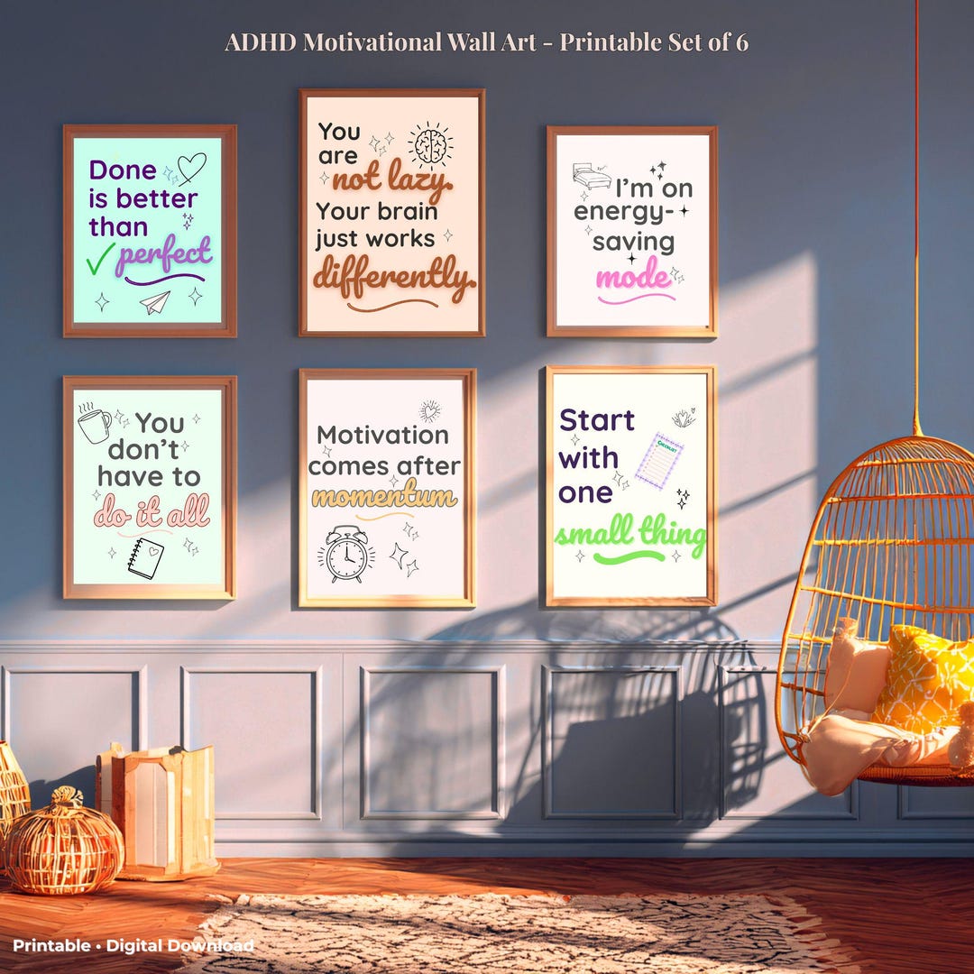 ADHD Motivational Wall Art Set • Printable Affirmation Posters ...