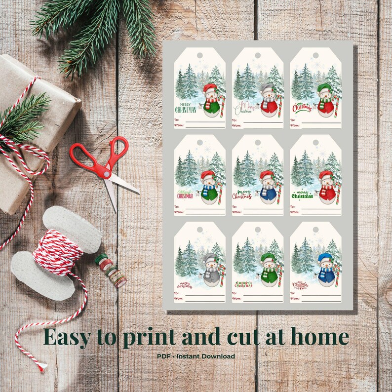 Snowman Christmas Gift Tags — Printable Holiday Labels (36 Pack) - Etsy