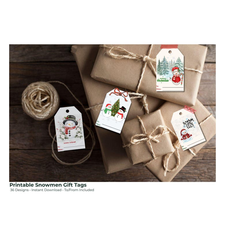 Snowman Christmas Gift Tags — Printable Holiday Labels (36 Pack) - Etsy
