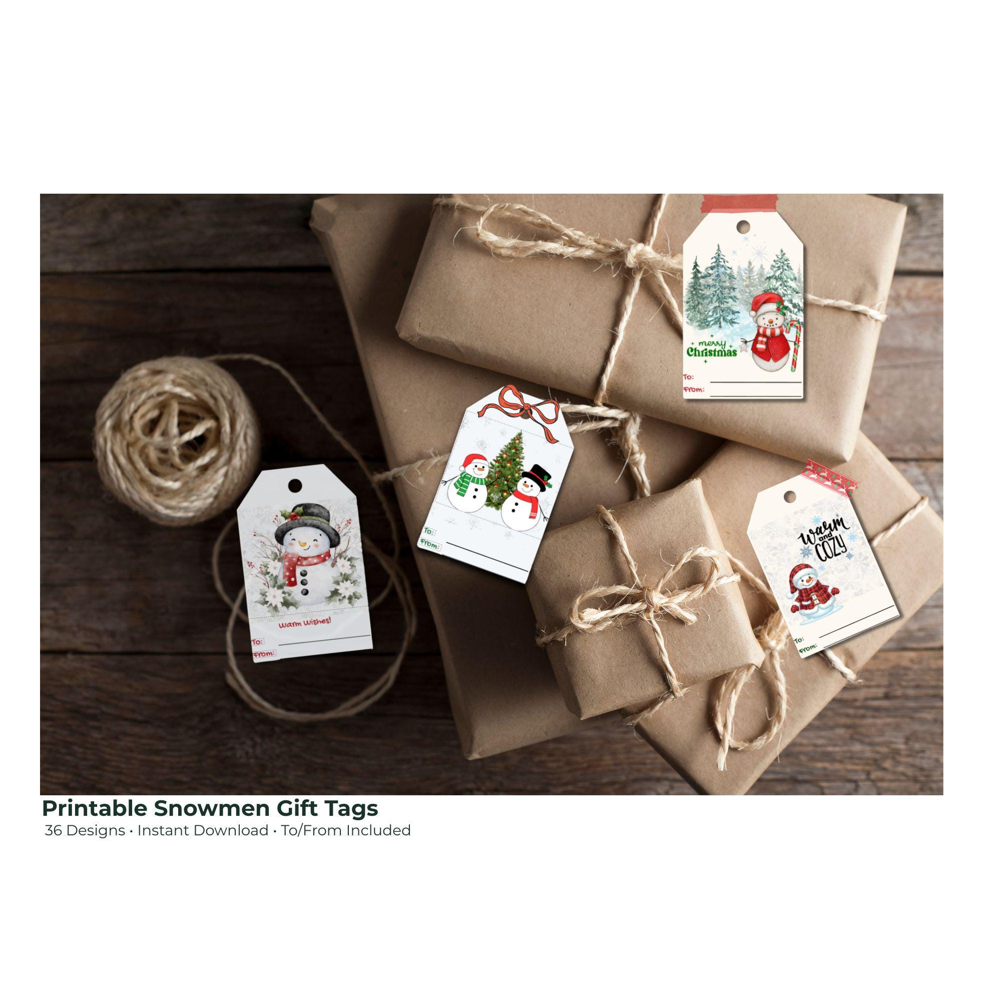 Snowman Christmas Gift Tags — Printable Holiday Labels (36 Pack) - Etsy