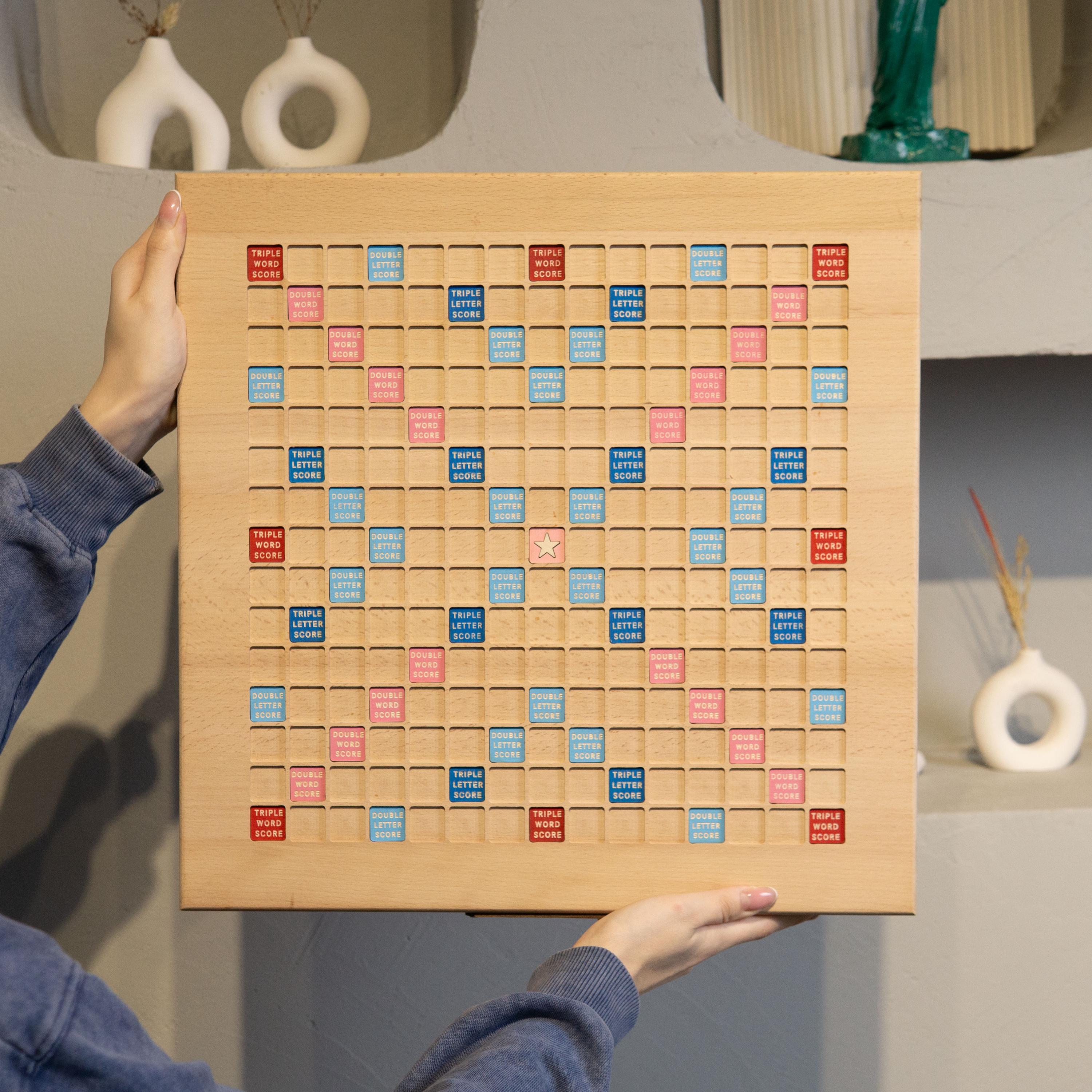 Wooden Word Game Board: Rustic Rotating Scrabble - Etsy