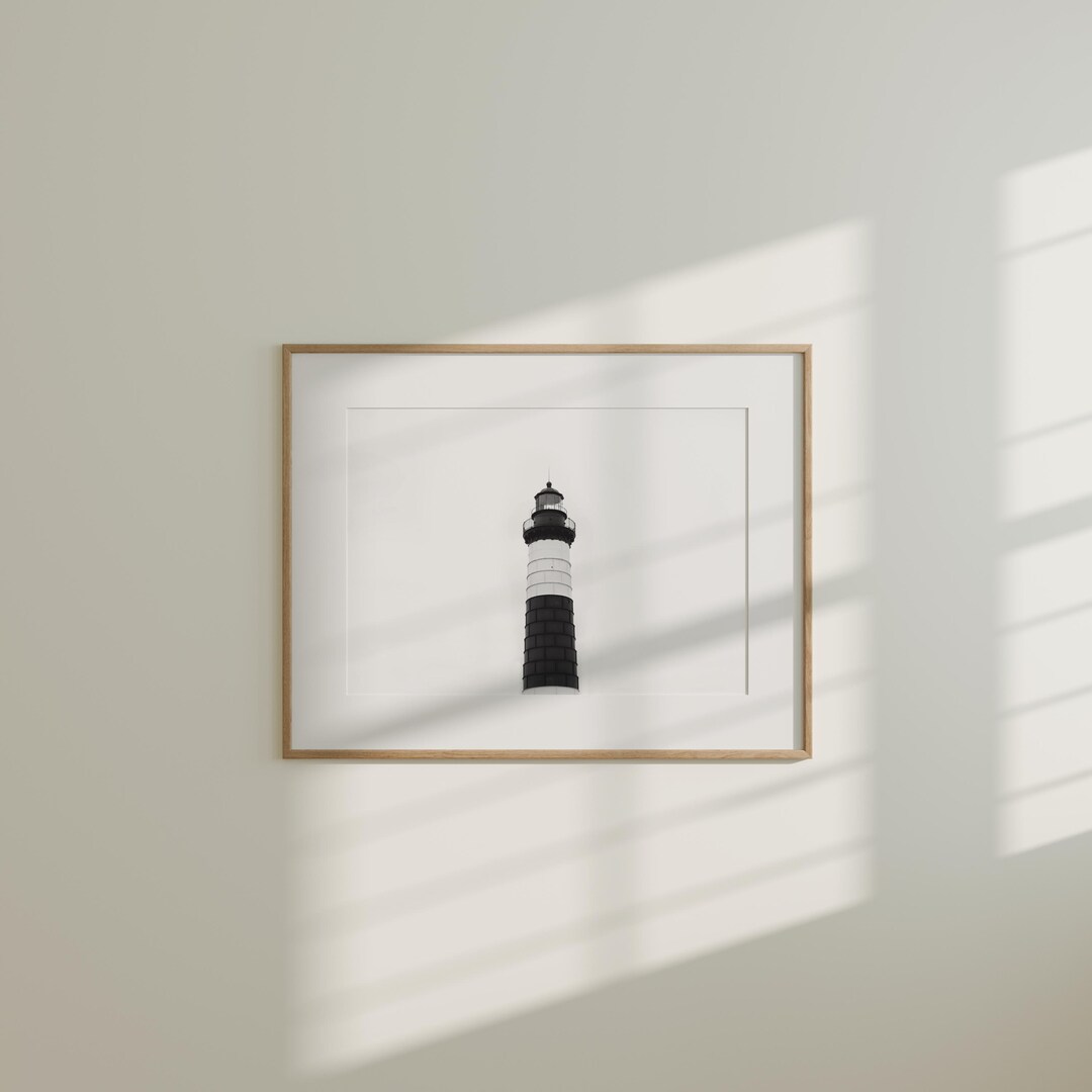 Big Sable Photography Print: Black and White Lighthouse Fine Art Print ...