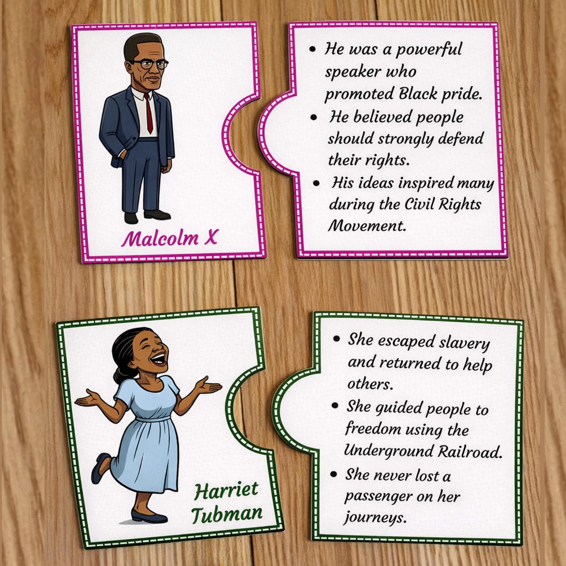 Black History Month Matching Puzzles | Civil Rights Leaders Cards ...