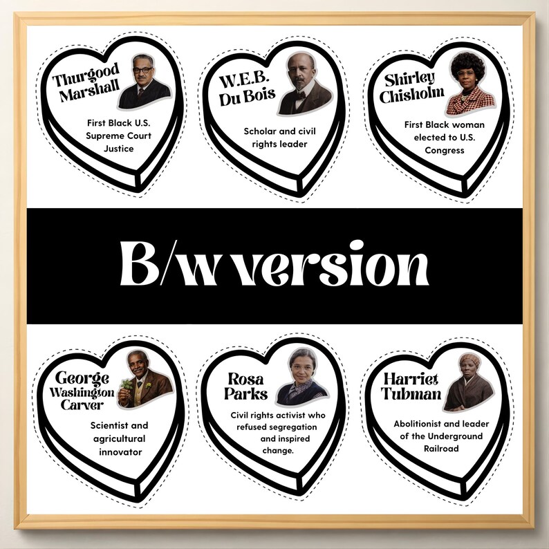 Black History Month Leaders Biography Posters | Heart Valentine’s Day ...