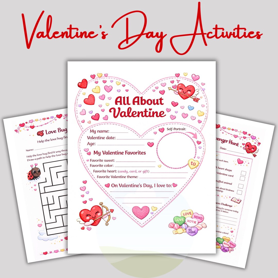 Valentine's Day Kids Activity Printables | All About My Valentine ...