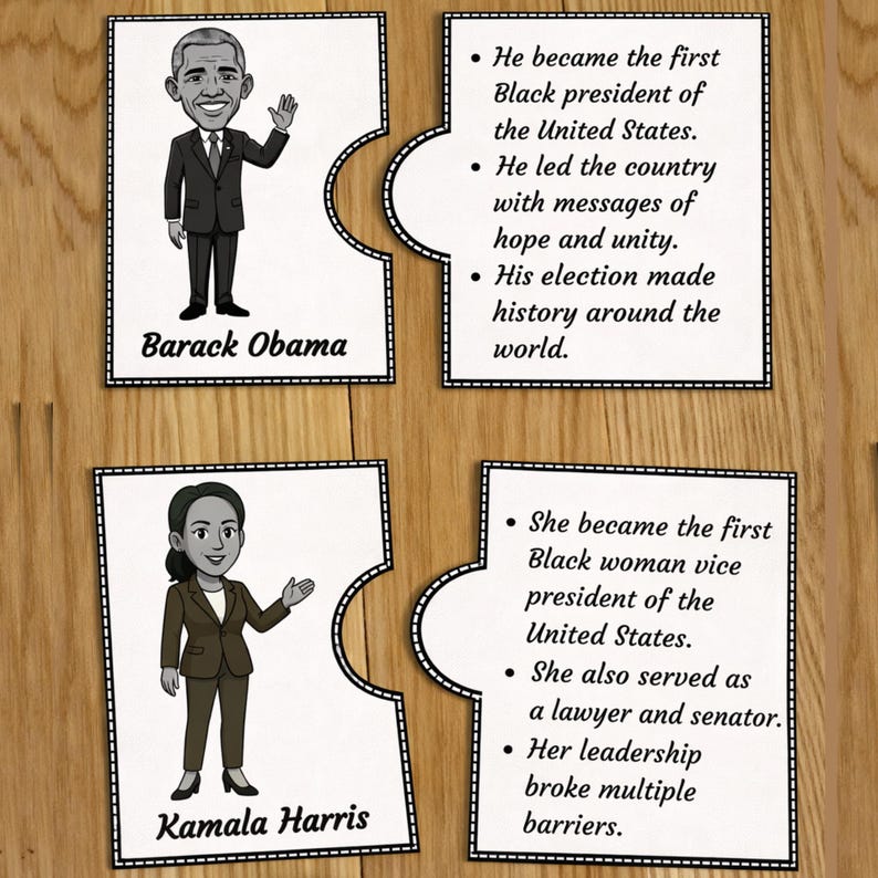 Black History Month Matching Puzzles | Civil Rights Leaders Cards ...