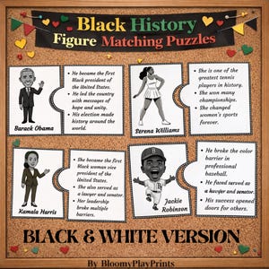 Black History Month Matching Puzzles | Civil Rights Leaders Cards ...
