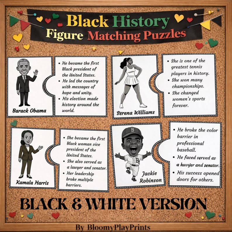 Black History Month Matching Puzzles | Civil Rights Leaders Cards ...