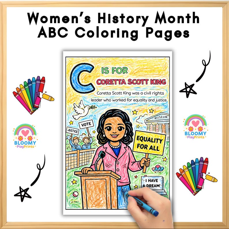 Women’s History Month Alphabet Coloring Pages A–Z | Women Leaders ...
