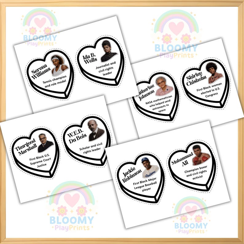 Black History Month Leaders Biography Posters | Heart Valentine’s Day ...