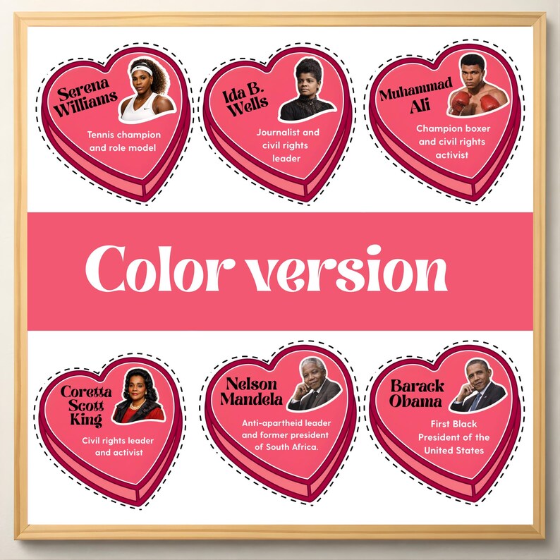 Black History Month Leaders Biography Posters | Heart Valentine’s Day ...