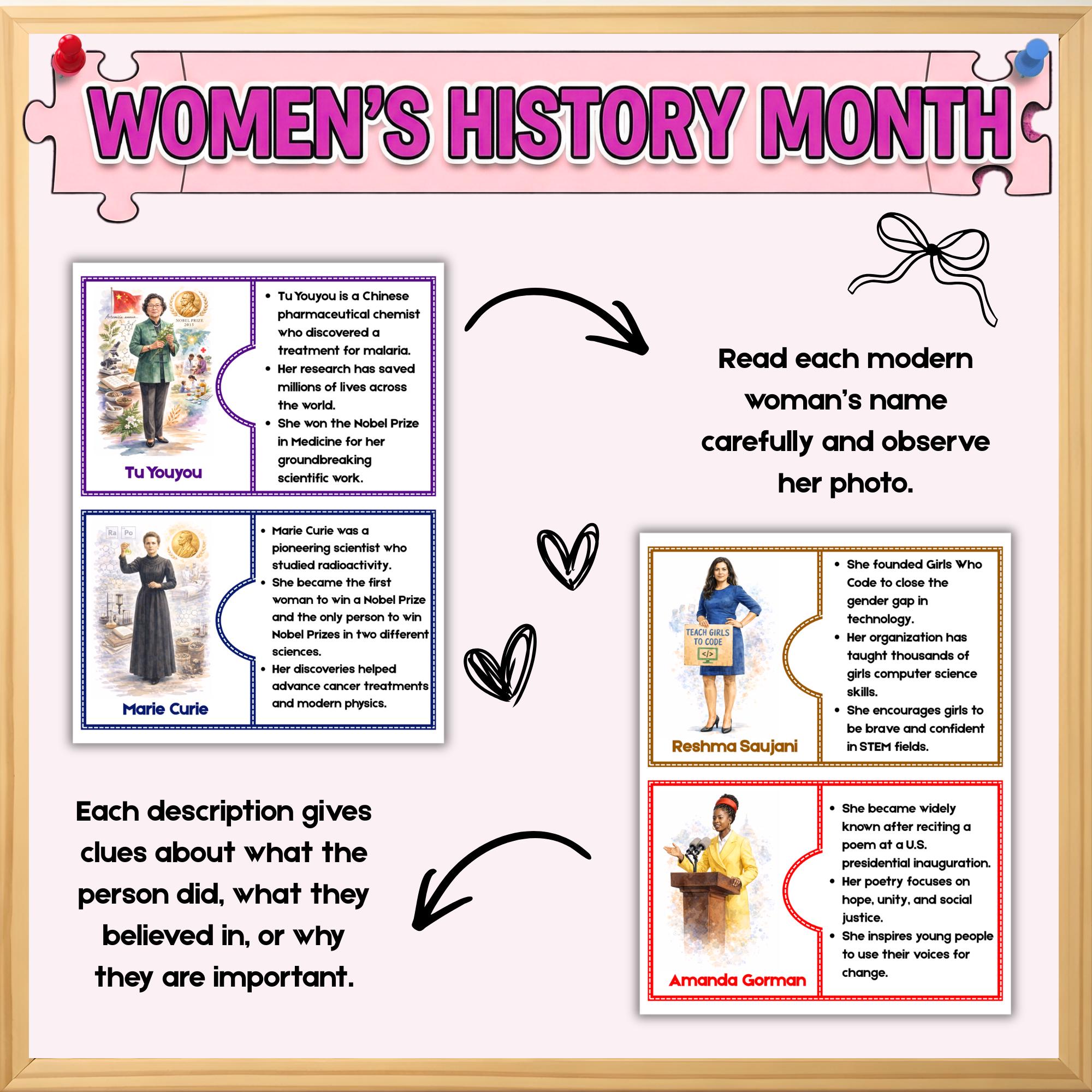 Women’s History Month Puzzles | Modern Women Leaders Matching Activity ...