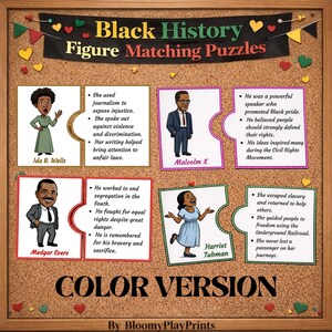 Black History Month Matching Puzzles | Civil Rights Leaders Cards ...