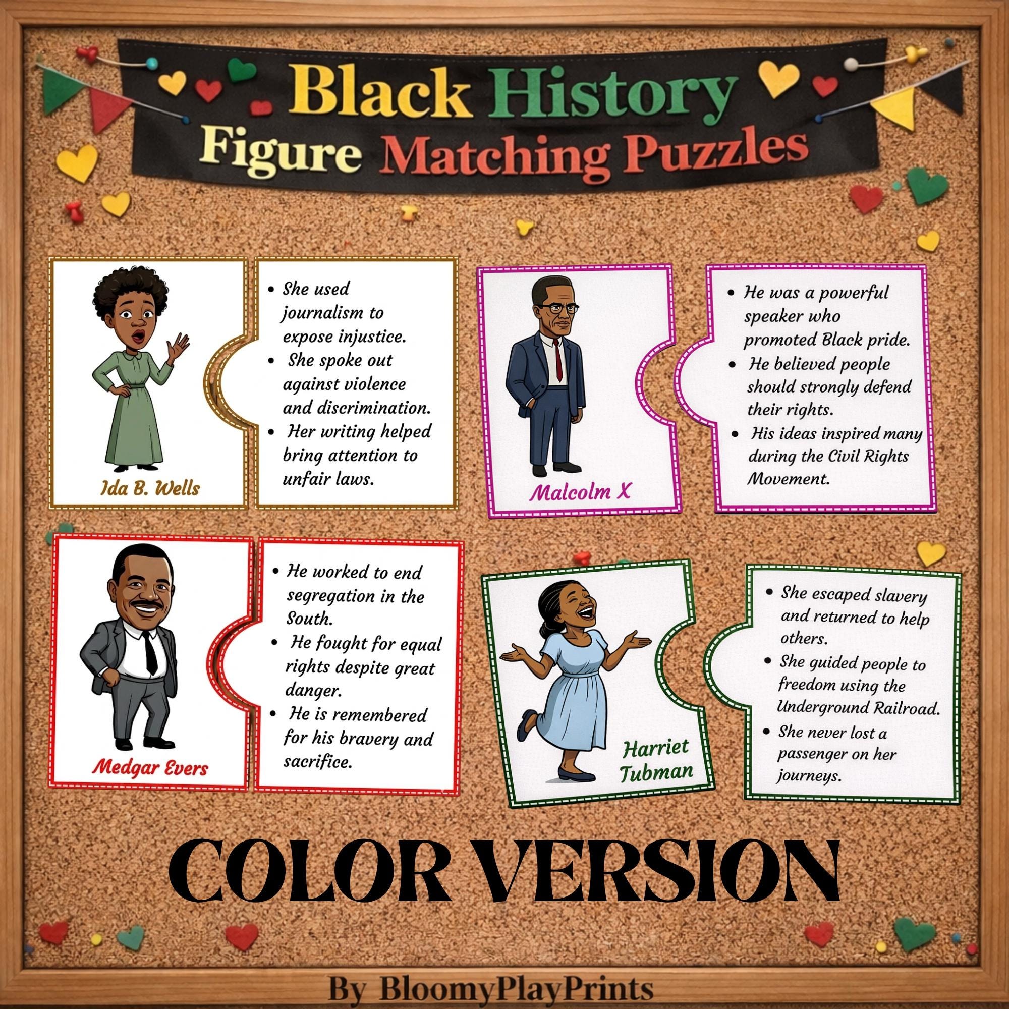 Black History Month Matching Puzzles | Civil Rights Leaders Cards ...