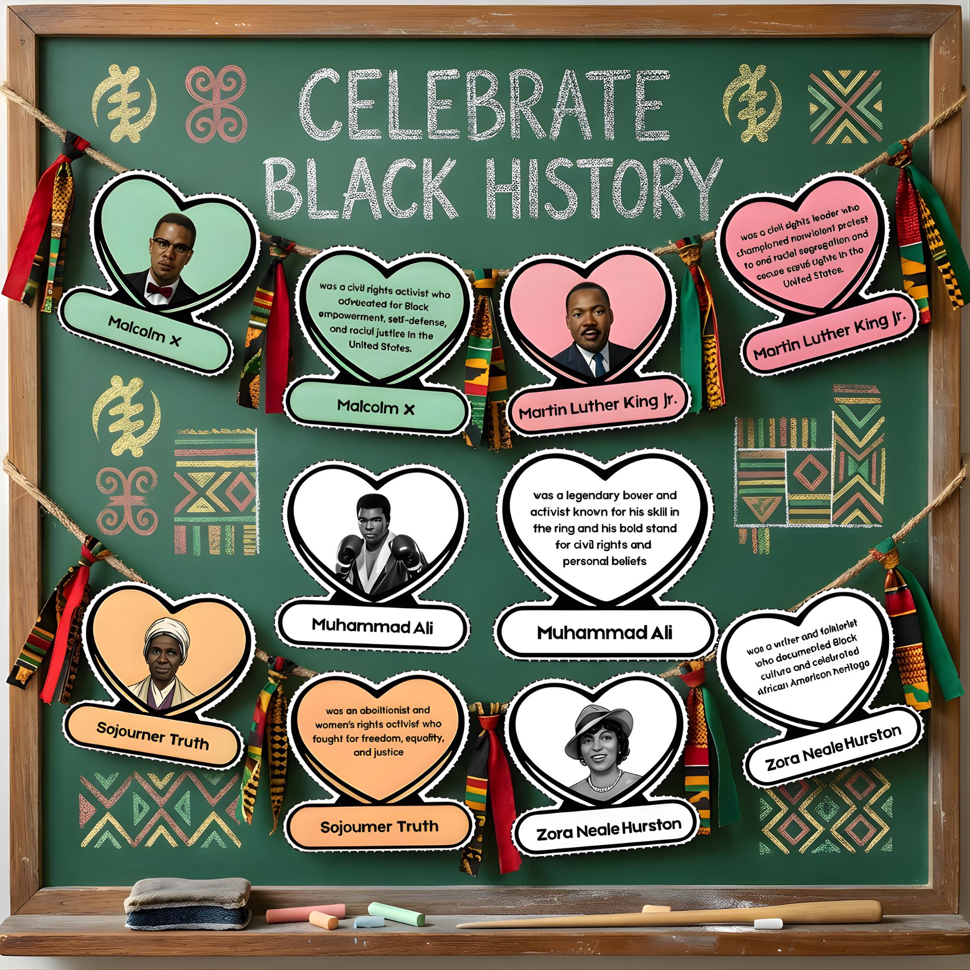 Black History Month Bulletin Board Decor | Valentine's Day Heart ...