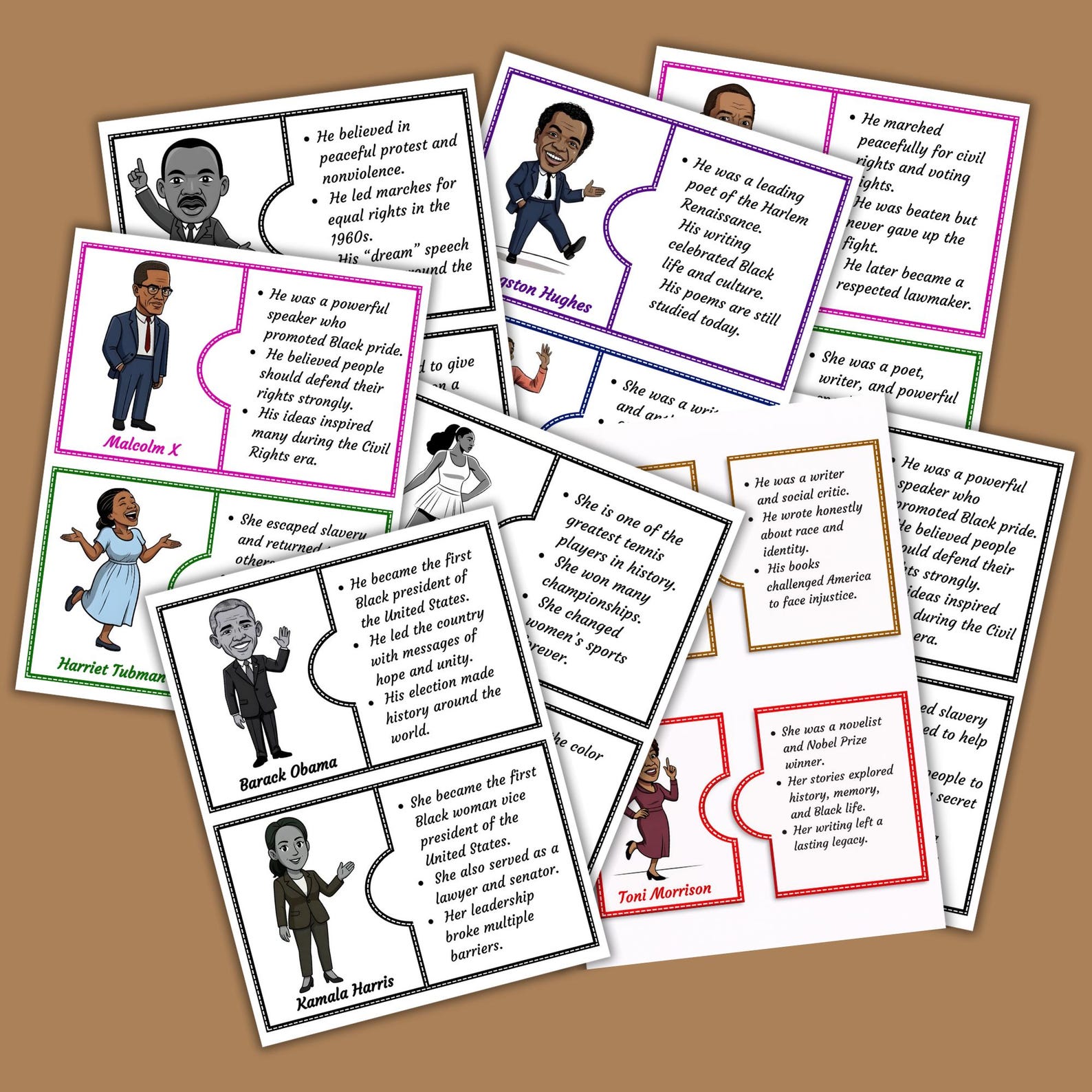 Black History Month Matching Puzzles | Civil Rights Leaders Cards ...