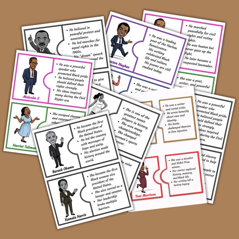 Black History Month Matching Puzzles | Civil Rights Leaders Cards ...