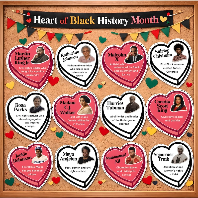 Black History Month Leaders Biography Posters | Heart Valentine’s Day ...