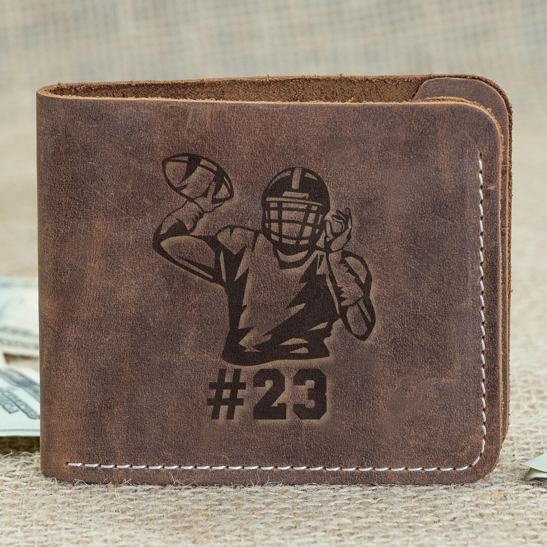 Personalized Engraved Football Leather Wallet: Custom Sports Design ...
