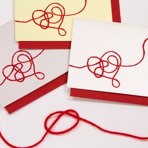 Red Heart String on Gold Screen Print Card - Etsy