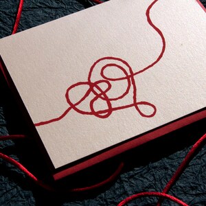 Red Heart String on Champagne Screen Print Love Card - Etsy