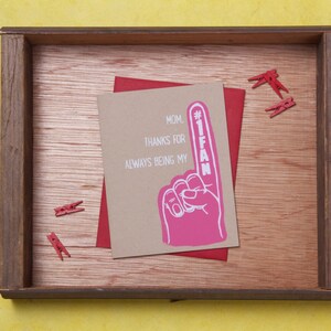 MOM, Thanks for Being My 1 FAN Screenprint Mothers Day Card - Etsy