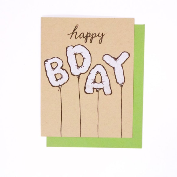 Happy Birthday Screen Print Card - Etsy