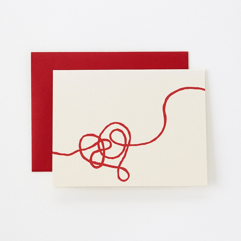 Red Heart String on Champagne Screen Print Love Card - Etsy