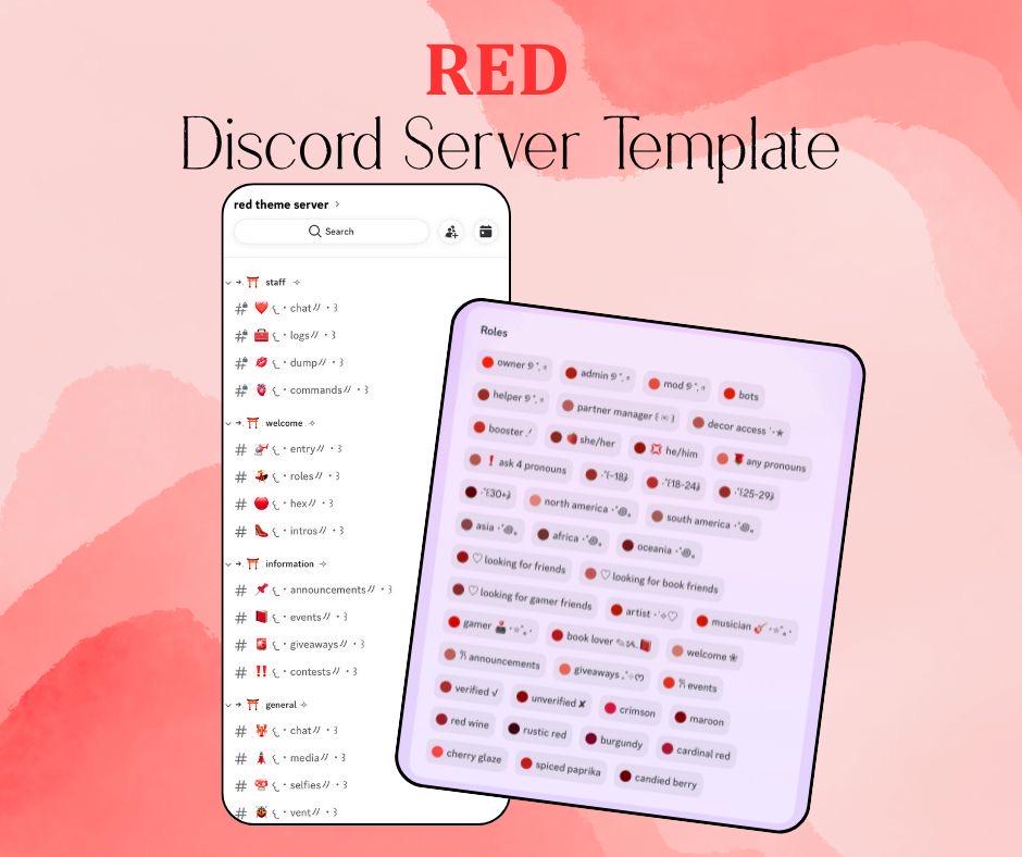 Red Discord Server Template - Etsy