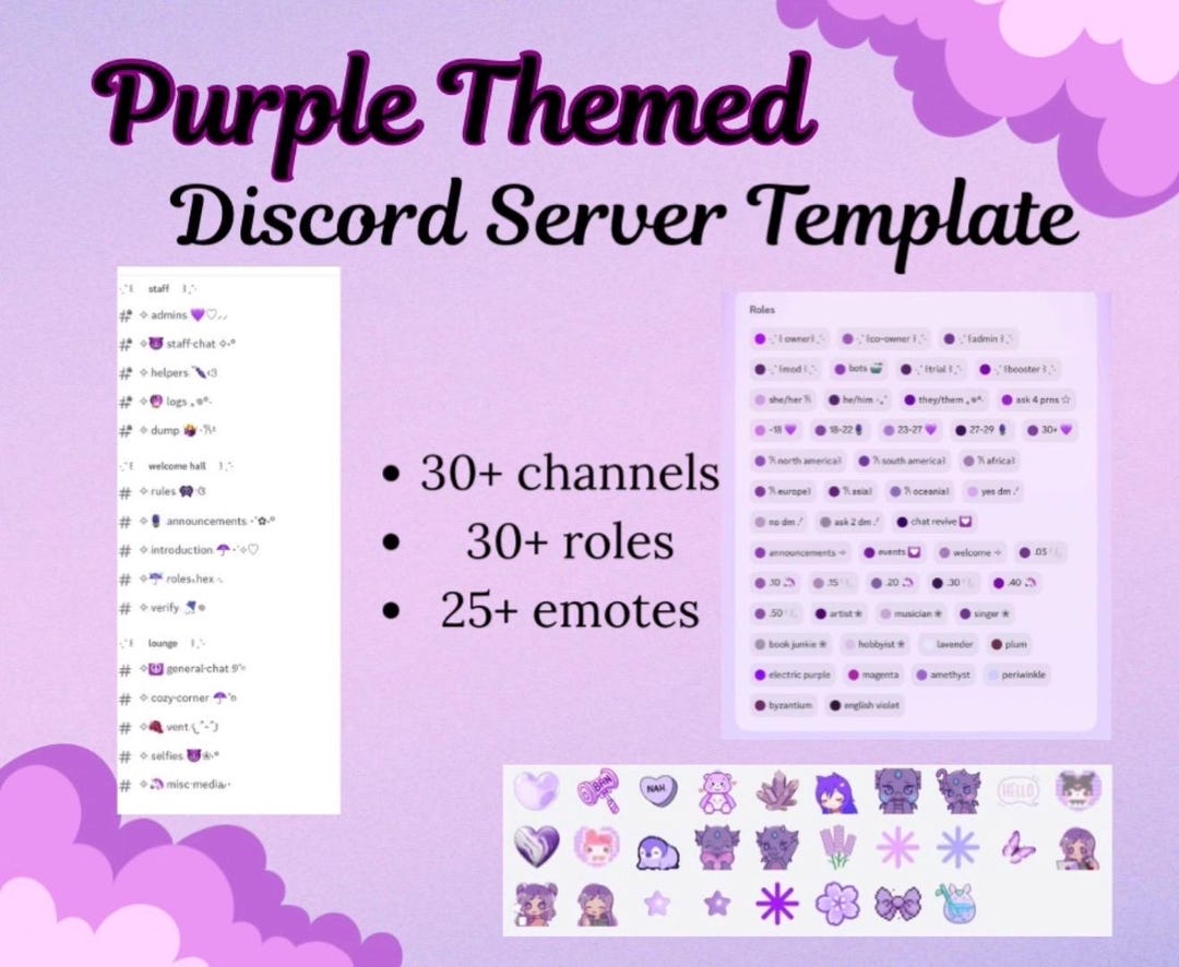 Purple Themed Discord Server Template | Aesthetic Server Layout | Ready ...