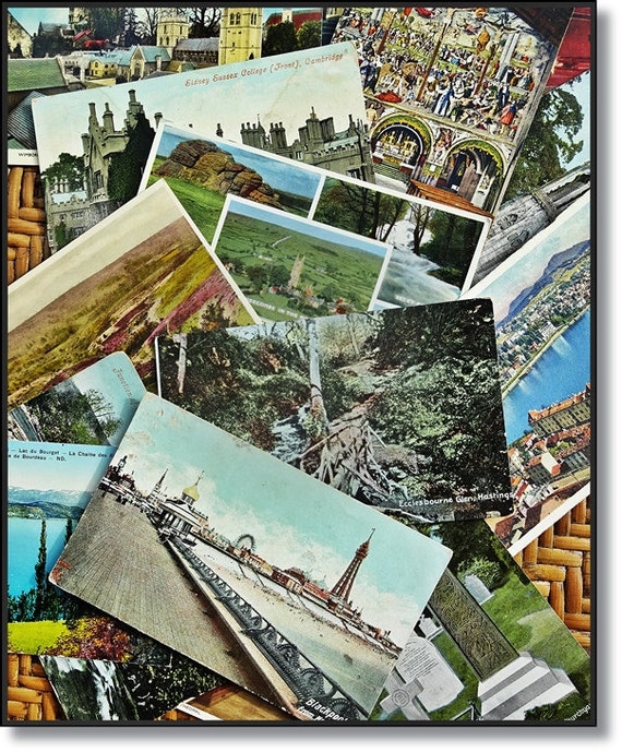 Vintage Postcards Old Colour Post Cards Assemblage Supplies | Etsy