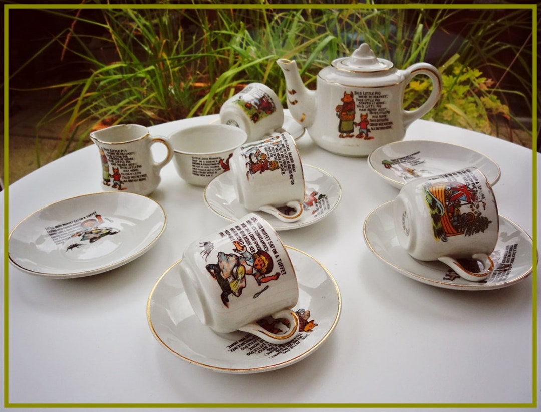 Childs Tea Set, 13 Pieces -vintage Teaset, Nursery Rhyme, Playtime Tea ...