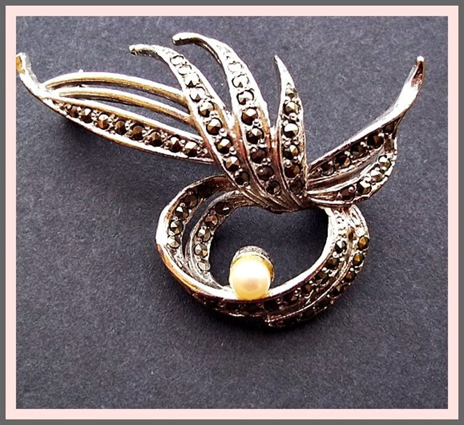 Vintage Pin Brooch: Elegant Vintage Marcasite Pin Brooch - Etsy