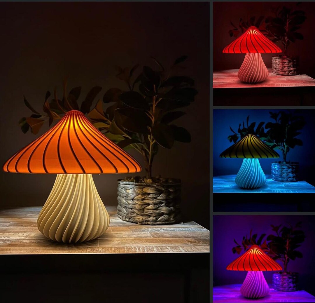 Modern Mushroom Table Lamp, Color Changing LED Night Light, Decorative ...