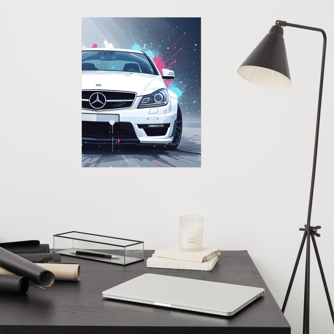 Mercedes C63 AMG Front View Matte Poster - Color Splash Digital Art ...
