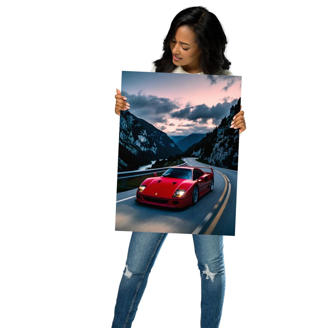 Ferrari F40 Alpine Sunset Front View Matte Poster - Cars Scenic Digital ...