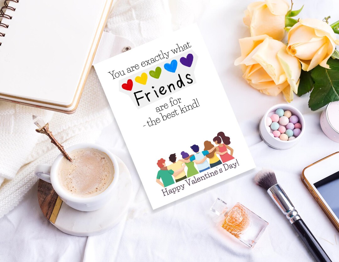 Printable Valentines Day Card | Friends, Colorful Hearts (digital ...