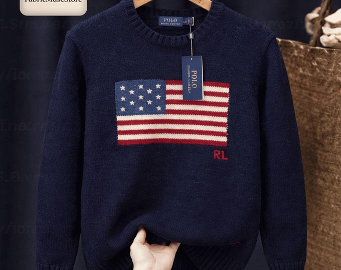 Polo Ralph Lauren USA Flag RL 67 Vintage Knitted Sweater - Etsy