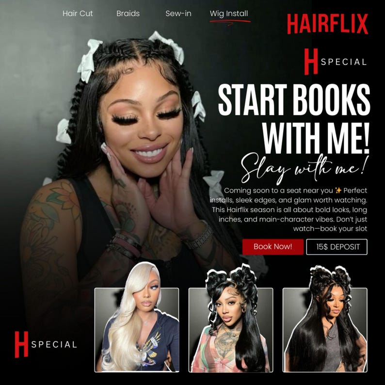 Hair-flix Inspired Flyer | Editable Canva Template for Hair Stylists ...