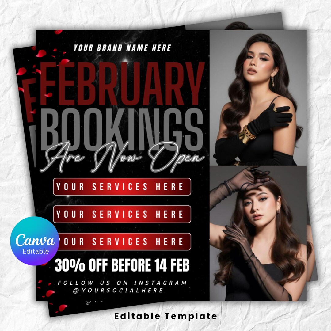 Booking Flyer, February Flyer - Etsy