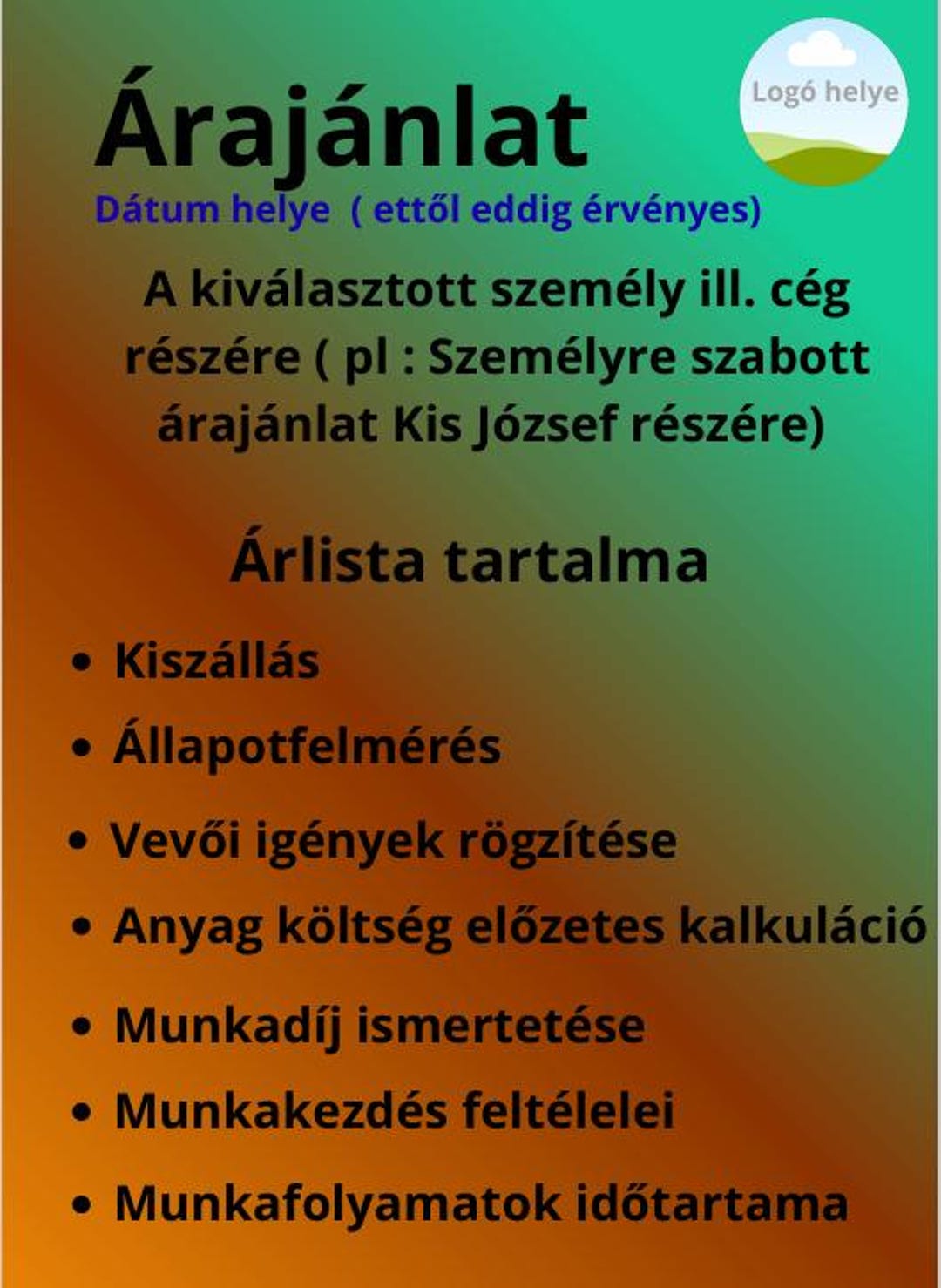 Szerkeszthető árajánlat Sablon Villanyszerelőknek | Profi árkalkulációs ...