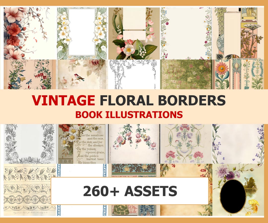 Vintage Floral Borders Book Illustration | Vintage Book Illustrations ...