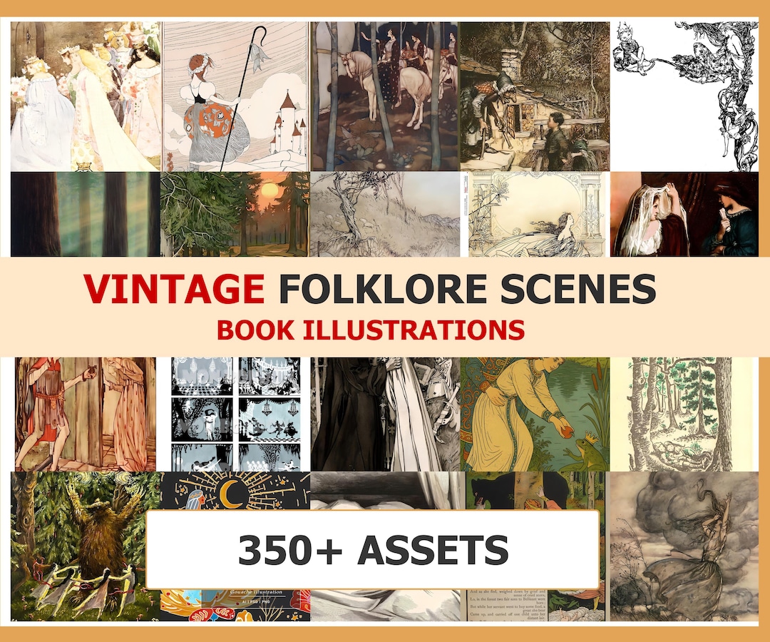 Vintage Folklore Book Illustrations | Scrapbook, Junk Journal (digital ...