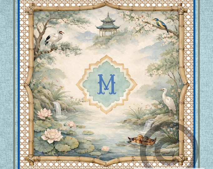 Lucky Pond Mahjong Mat Personalized Mahjong Mat Chinoiserie Watercolor ...