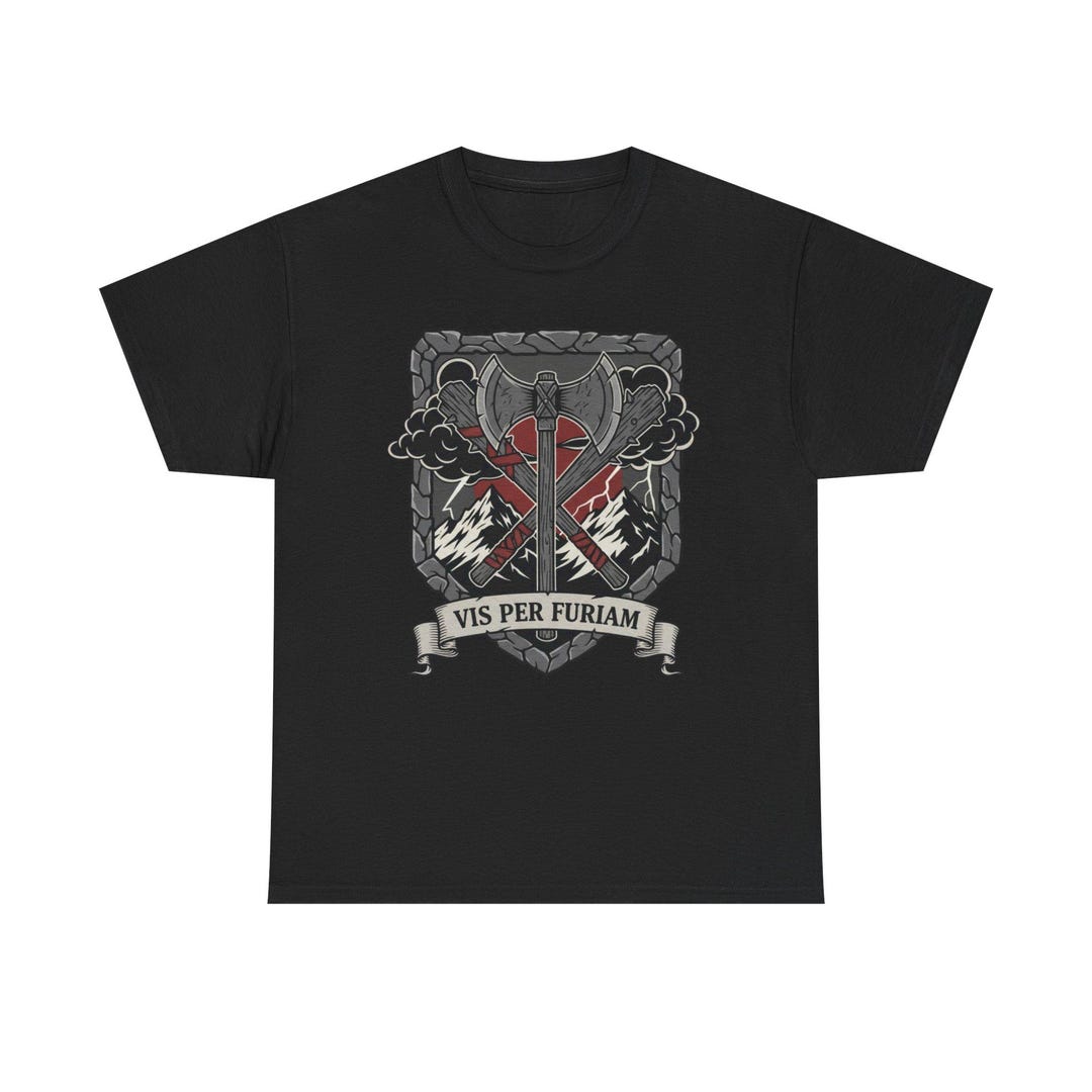 Barbarian Heraldic Crest With the Latin Phrase Strength Through Fury ...