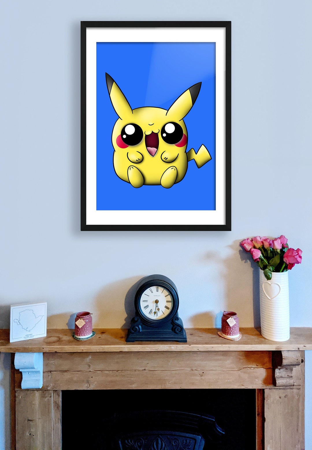 Pikachu Poster Pokemon Gift Art Print Pika Smile Wall A5 A4 A3 - Etsy ...
