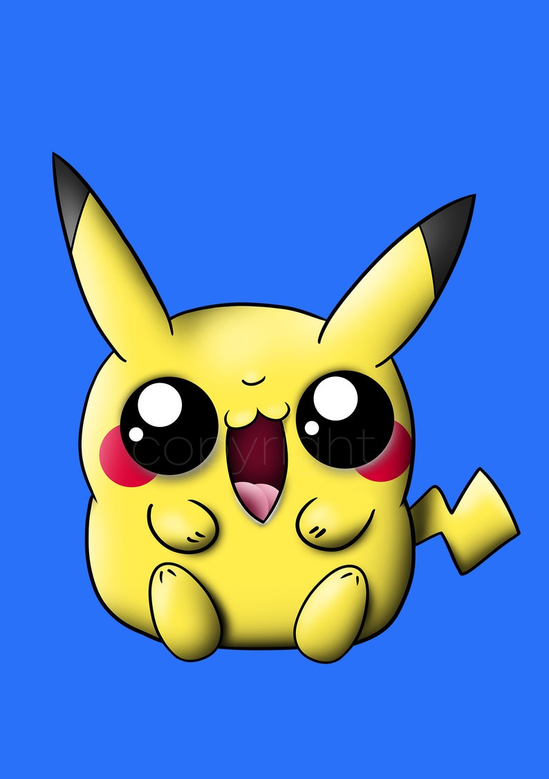 Pikachu Poster Pokemon Gift Art Print Pika Smile Wall A5 A4 A3 - Etsy ...