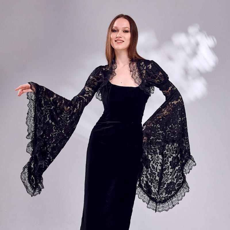 Black Lace up Shrug - Etsy