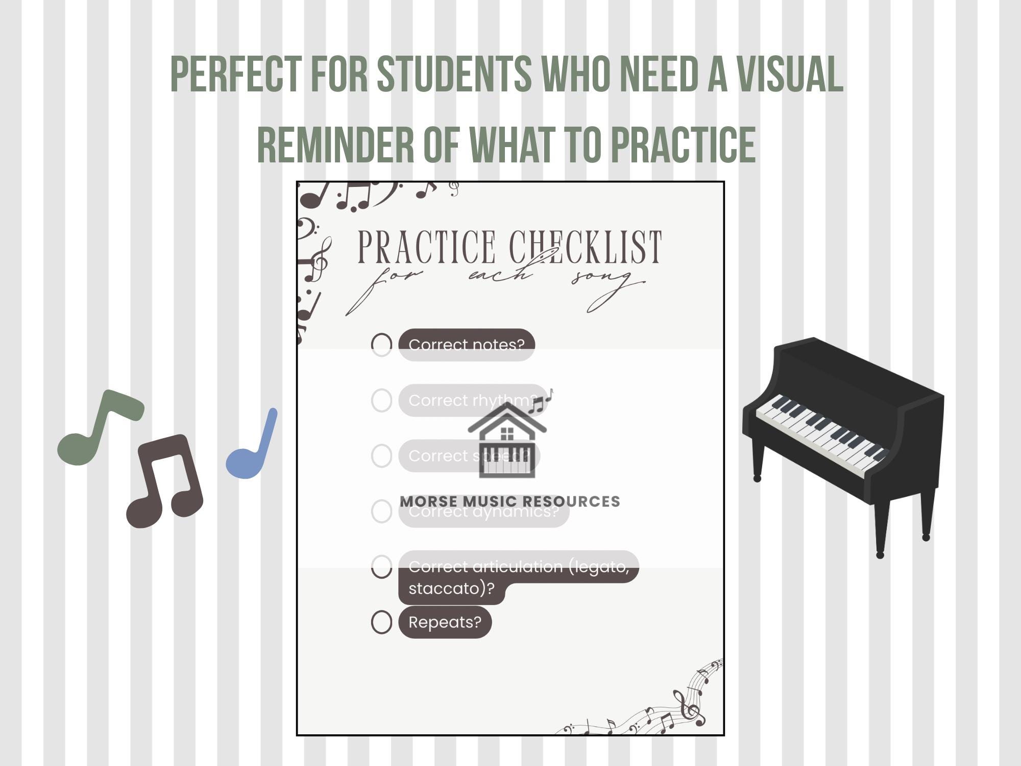 Editable Piano Practice Checklist for Students | Structured Practice ...